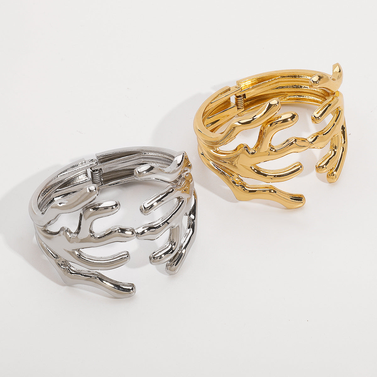 Tree Root 18K Gold Silver Anti Tarnish Openable Kada Bracelet For Wome ...