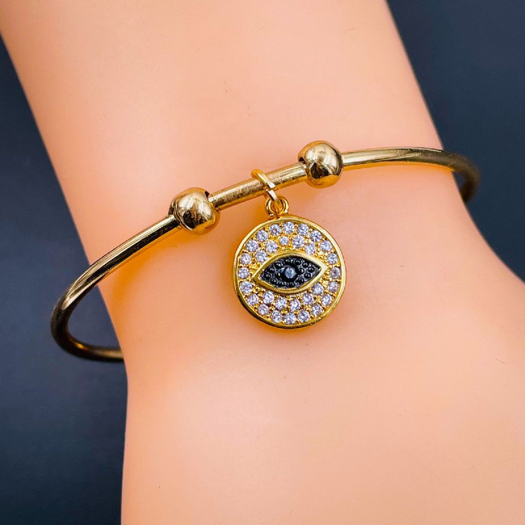 Copper Cubic Zirconia Gold Evil Eye Cuff Kada For Women – ZIVOM